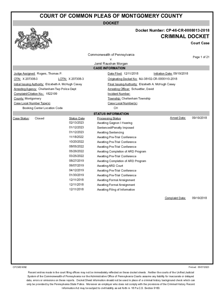 Fillable Online Judge, Court of Common Pleas, Montgomery County Fax ...