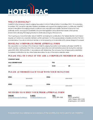 Fillable Online HotelPAC CORPORATE PRIOR APPROVAL FORM Fax Email Print - pdfFiller