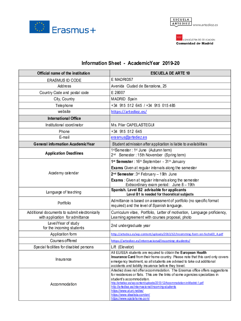 Fillable Online Institutional Fact Sheet 2019/20until further notice ...
