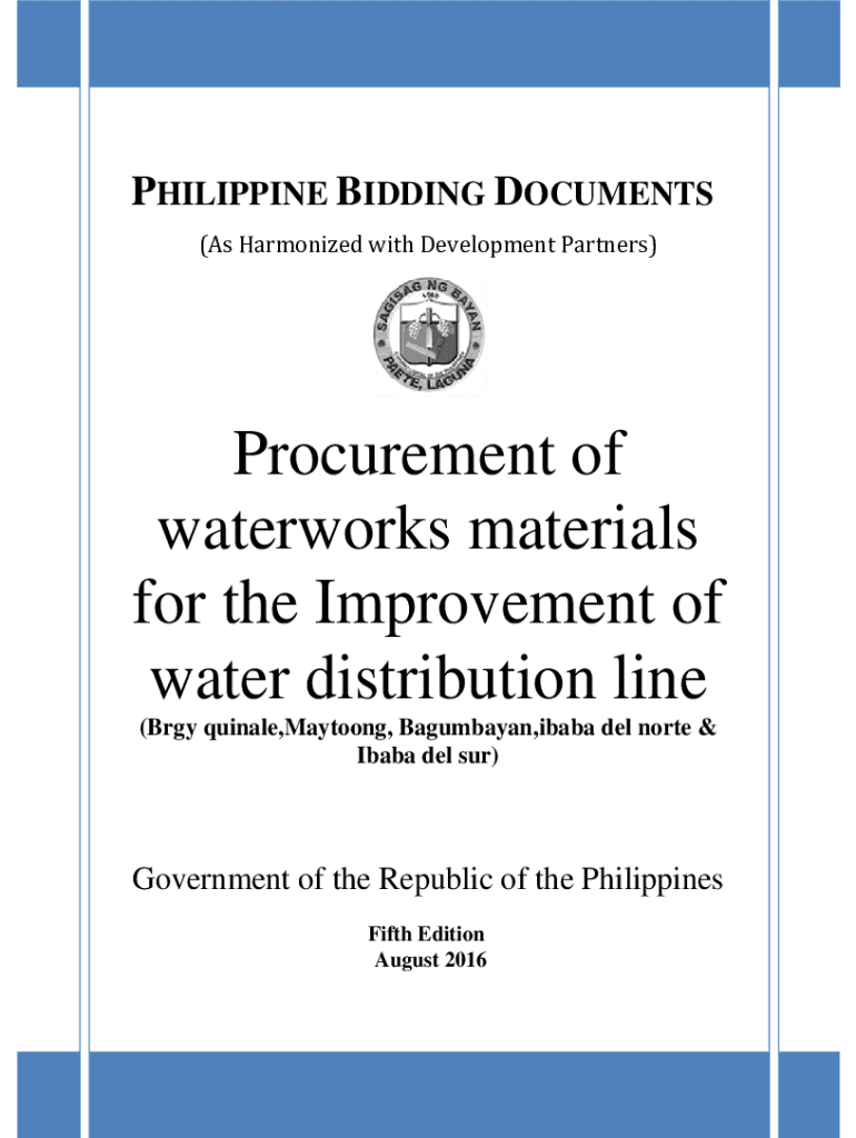 Fillable Online Procurement of waterworks materials for the Improvement ...