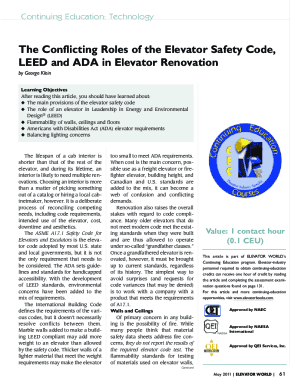 Fillable Online The Conflicting Roles of the Elevator Safety Code, LEED ...