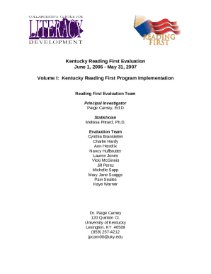 Volume I:Kentucky Reading First Program Implementation - www2 ed Doc ...