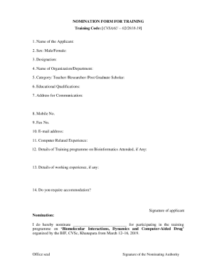 Fillable Online Nomination Form: Employees Fax Email Print - pdfFiller