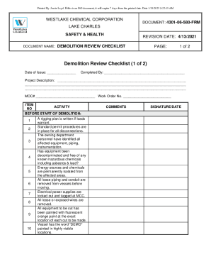 Fillable Online Demolition Review Checklist (1 of 2) Fax Email Print ...