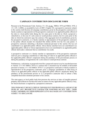 Fillable Online Campaign Contribution Disclosure Form Fax Email Print ...