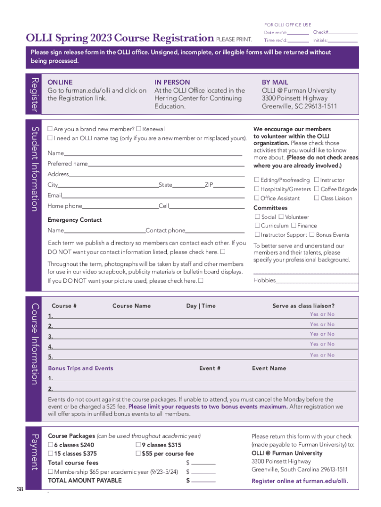 Fillable Online Instructions for OLLI Online Registration - First Time Users Fax Email Print ...