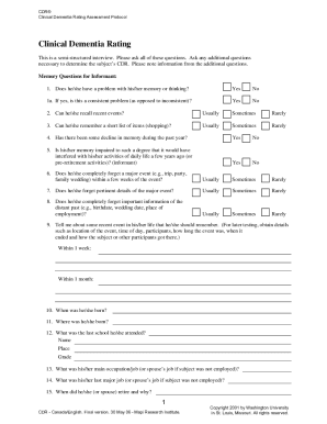 Fillable Online Clinical Dementia Rating Scale Worksheet Fax Email ...