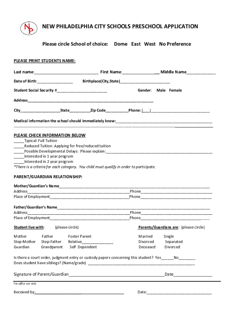 Fillable Online Preschool application Dome.pdf Fax Email Print - pdfFiller