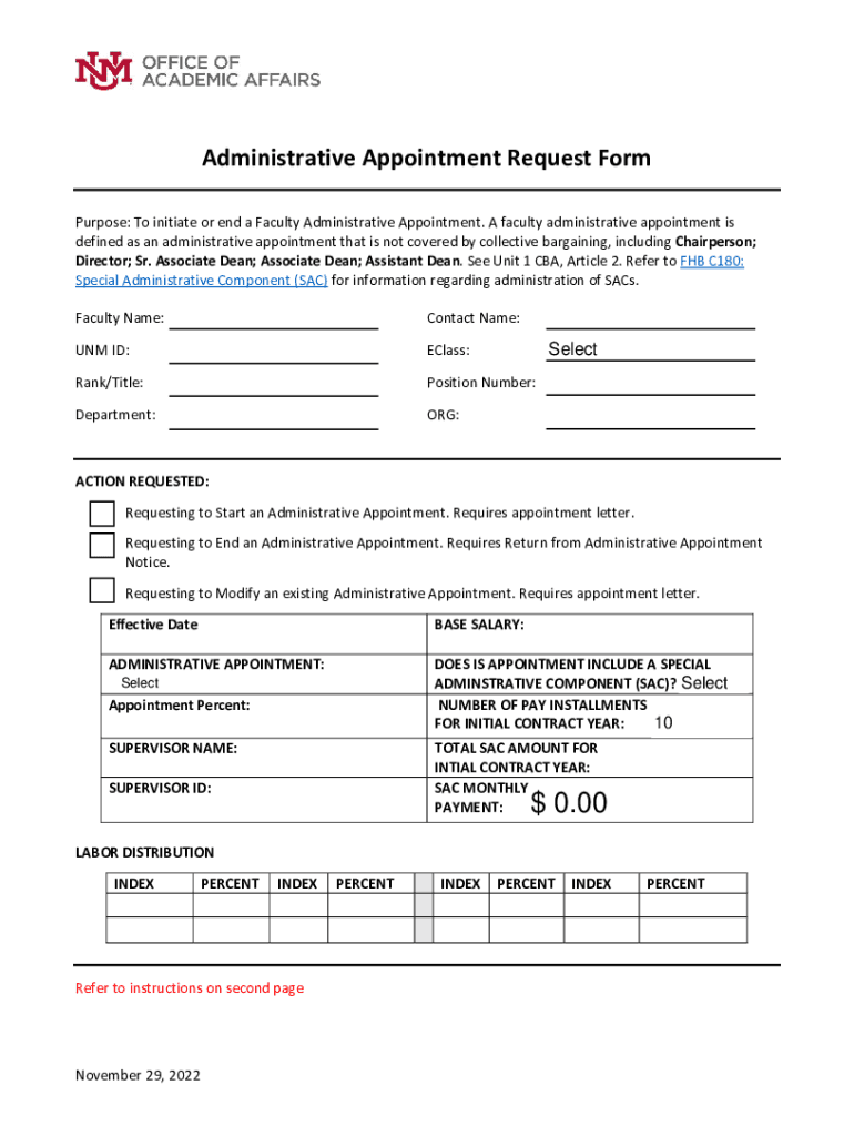 Fillable Online Administrative Appointment Request Form Fax Email Print ...