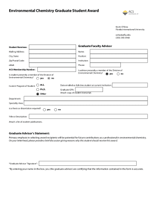 Fillable Online Env Chem Grad Award Form 10-25-18. Adobe Designer ...