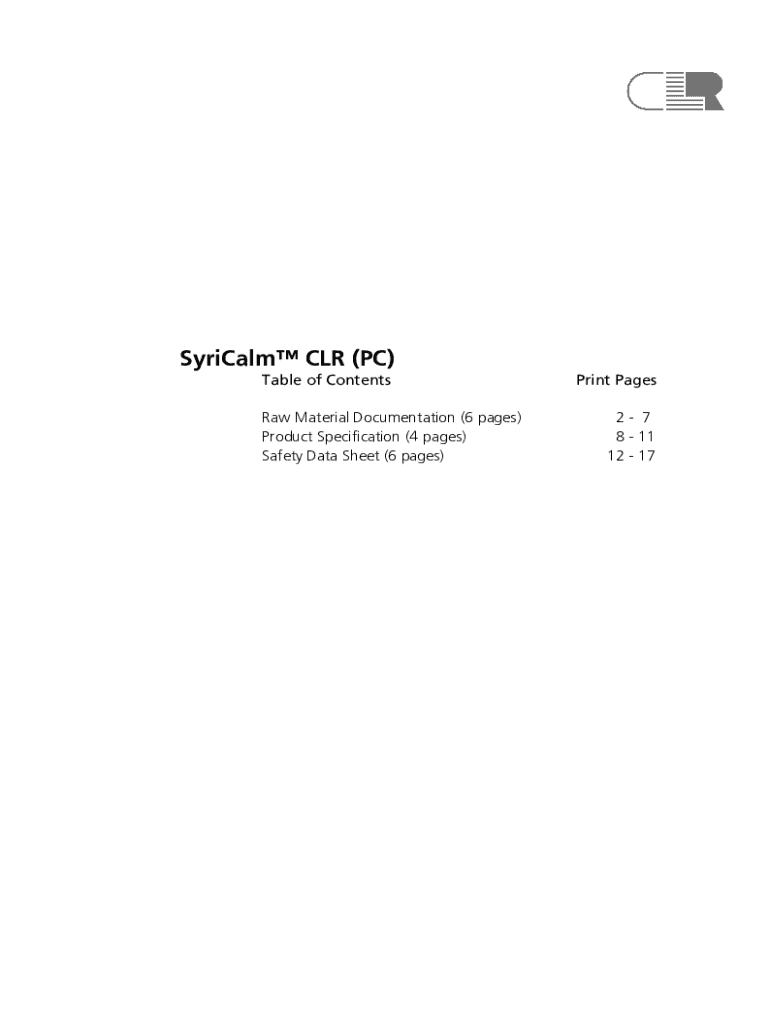 Fillable Online MATERIAL SAFETY DATA SHEET CLR CALCIUM, LIME & ... Fax ...