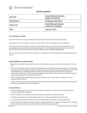 Fillable Online Laboratory Manager Job Description Template Fax Email ...