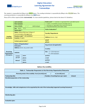 Fillable Online Learning Agreement template - CHANGES Fax Email Print ...