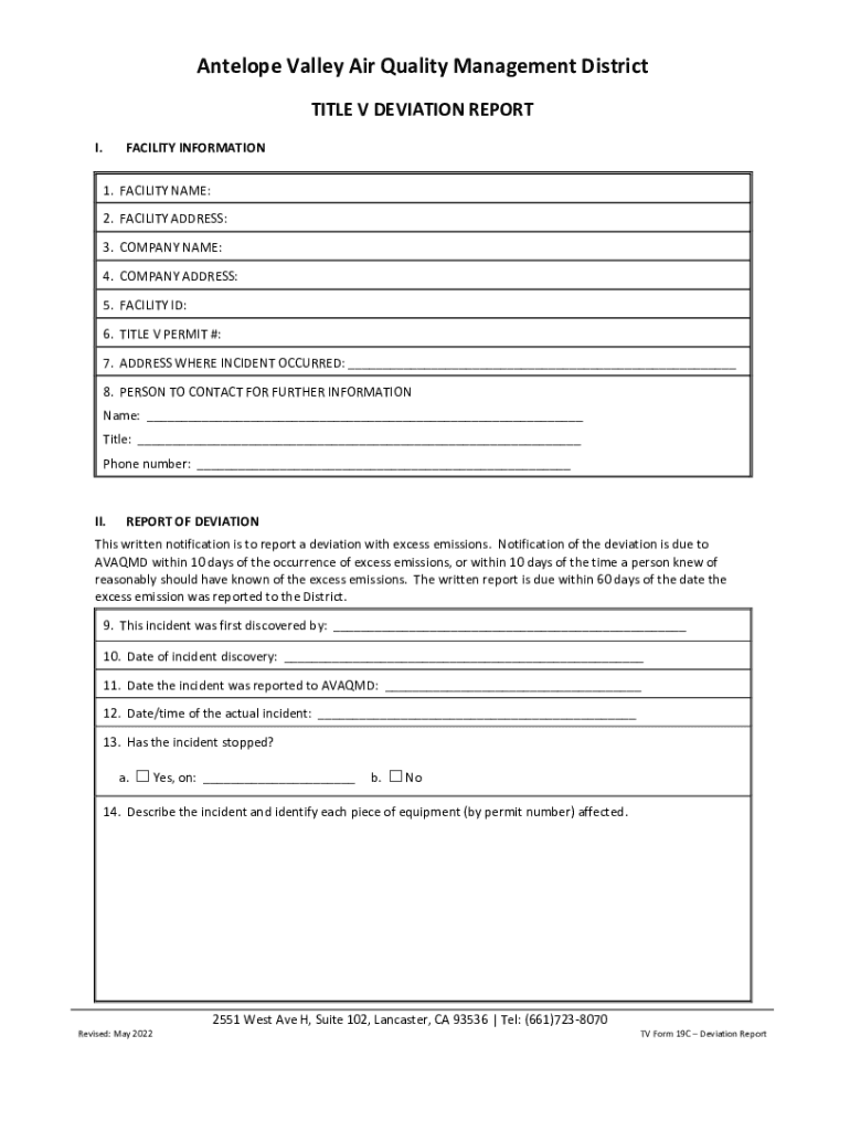 Fillable Online Form 500-ACC Title V - Report For Annual Compliance ...