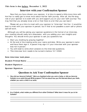 Fillable Online C 15 Sponsor Interview Form Fax Email Print - pdfFiller