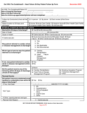 Fillable Online Heart Failure 30-Day Patient Follow Up Form Fax Email ...