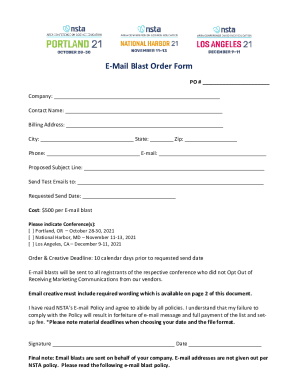 Fillable Online E-Mail Blast Order Form Fax Email Print - pdfFiller