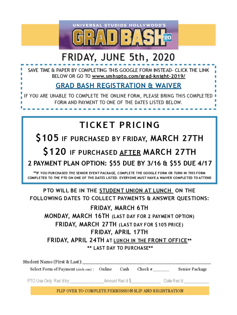 Fillable Online GRAD BASH FORM Fax Email Print - pdfFiller