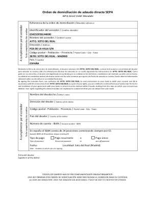 Completable En línea Referencia de la orden de domiciliacin /Mandate ...