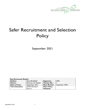Fillable Online thewhitehorsefederation org Safer Recruitment Policy ...