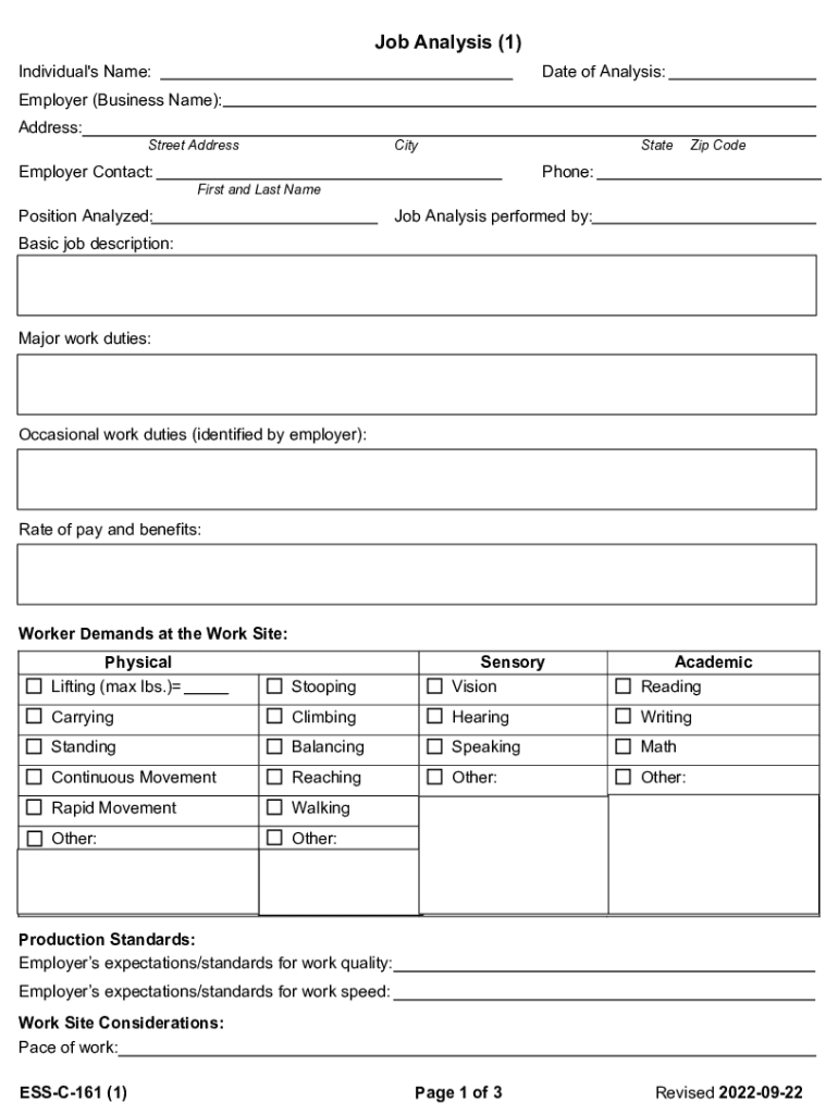 Fillable Online SAMPLE JOB ANALYSIS REPORT APPENDIX H ... Fax Email ...