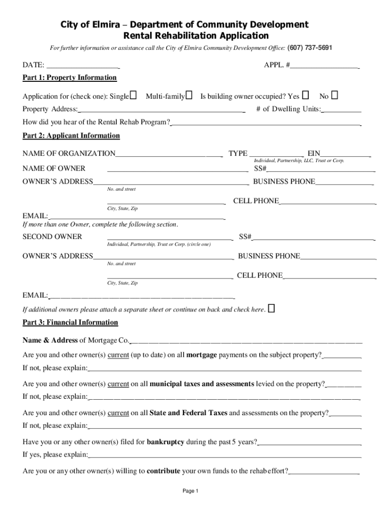 Fillable Online Rental Rehabilitation Application Fax Email Print ...