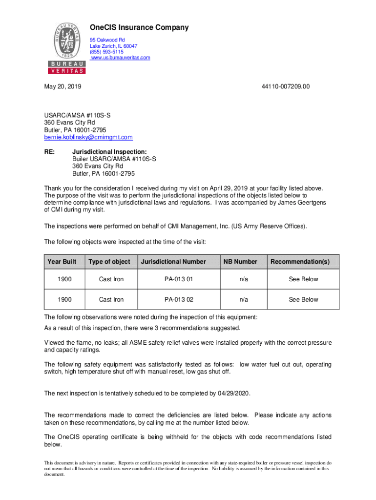 Fillable Online Jurisdictional Inspection - CMI Management, Inc. Fax ...