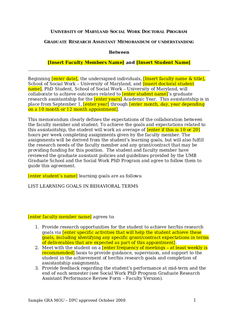University of Maryland Social Work Doctoral Program Doc Template | pdfFiller