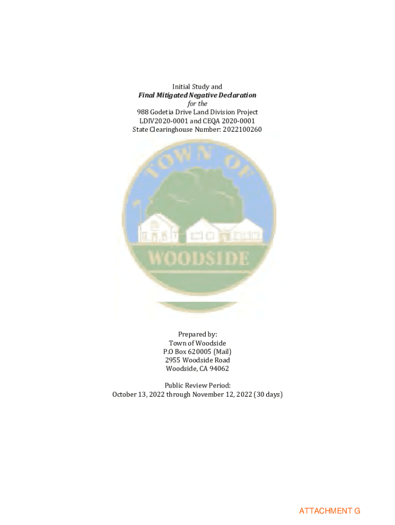 Fillable Online Initial Study and Final Mitigated Negative Declaration for ... Fax Email Print ...