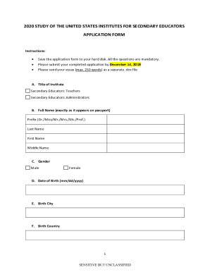 Fillable Online 2020 STUDY OF THE UNITED STATES INSTITUTES FOR ... Fax ...