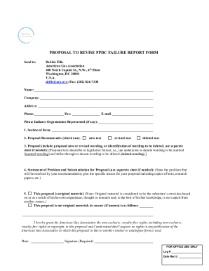 Fillable Online PROPOSAL TO REVISE PPDC FAILURE REPORT FORM Fax Email ...