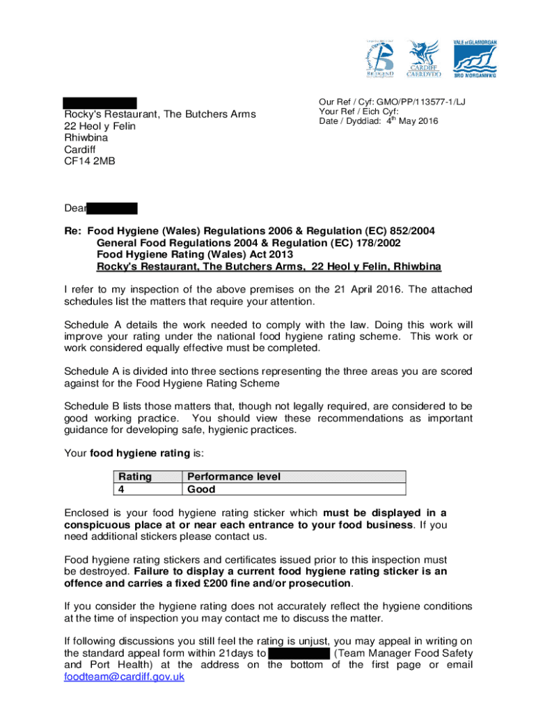 Fillable Online Great food at Rocky's in The Butcher's Arms in Rhiwbina ...