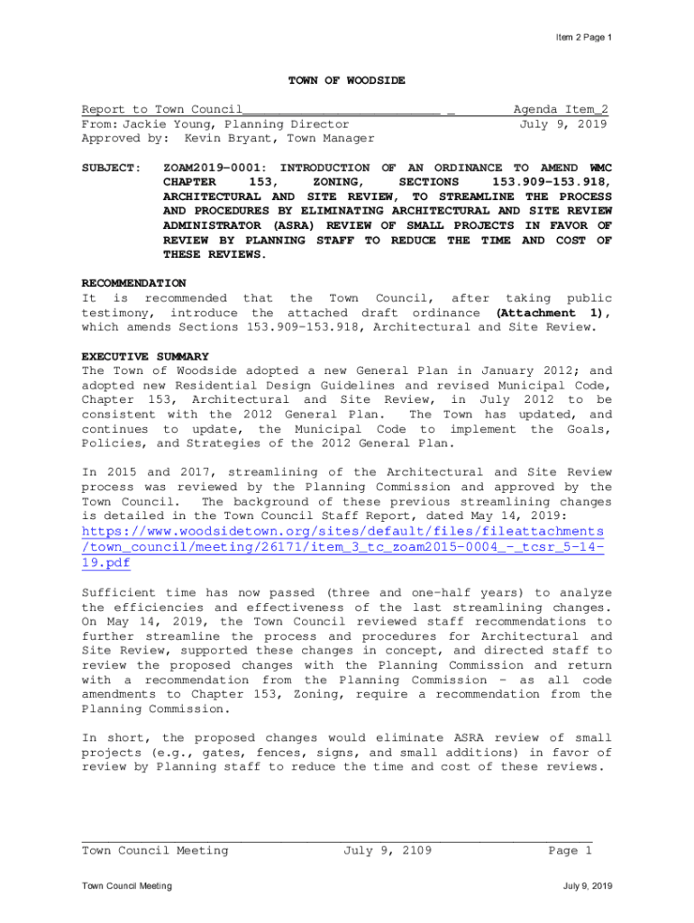 Fillable Online zoam2019-0001: introduction of an ordinance to amend wmc Fax Email Print - pdfFiller