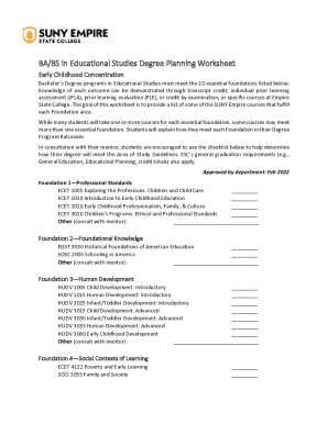 Fillable Online BA/BS in Education Studies Degree Planning Worksheet ...