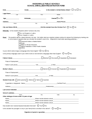 Fillable Online HS Enrollment form Fax Email Print - pdfFiller