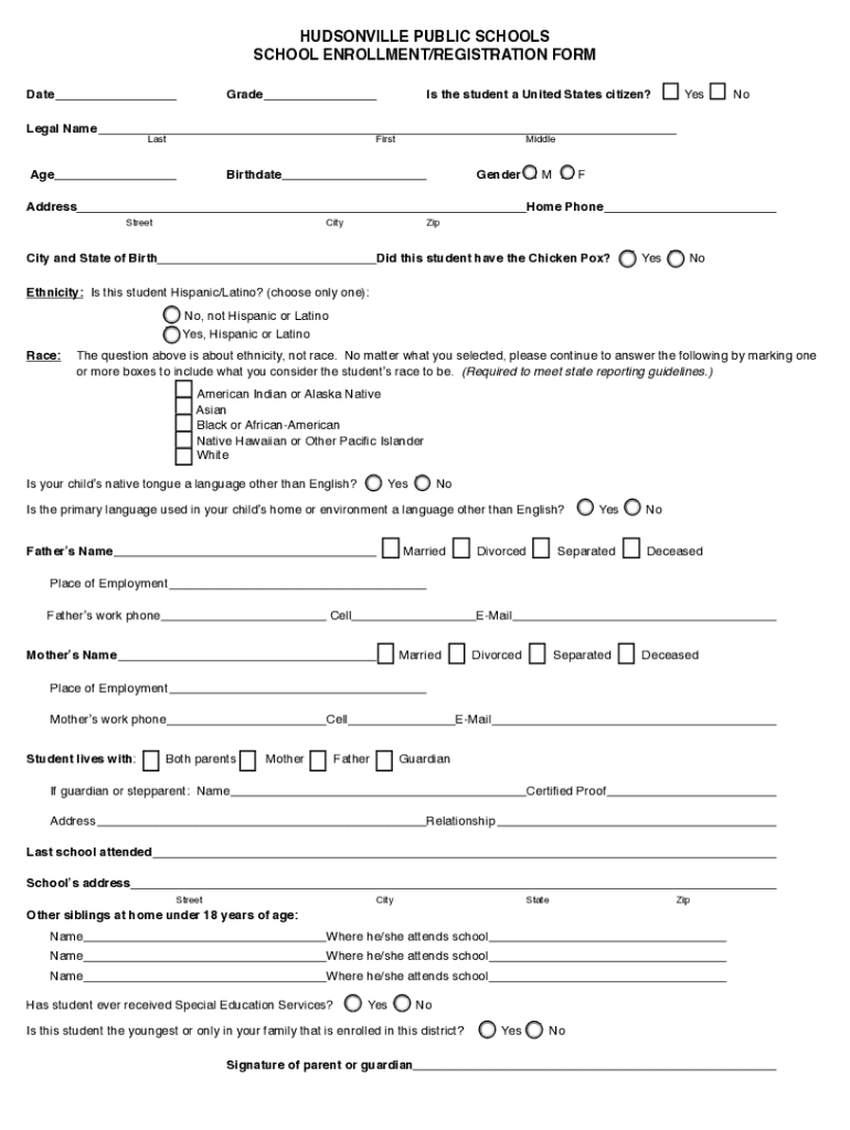 Fillable Online HS Enrollment form Fax Email Print - pdfFiller