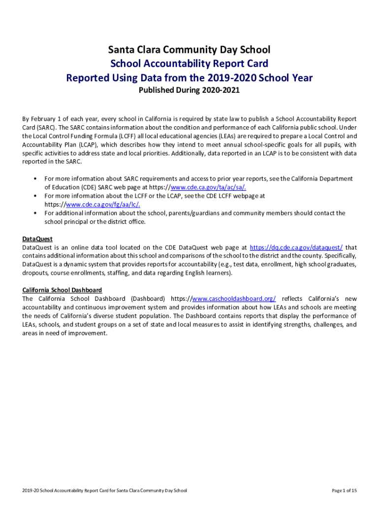 Fillable Online School Accountability Reports - Santa Clara High School Fax Email Print - pdfFiller