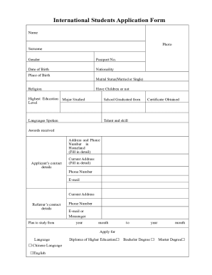 Fillable Online International Students Application Form Fax Email Print ...