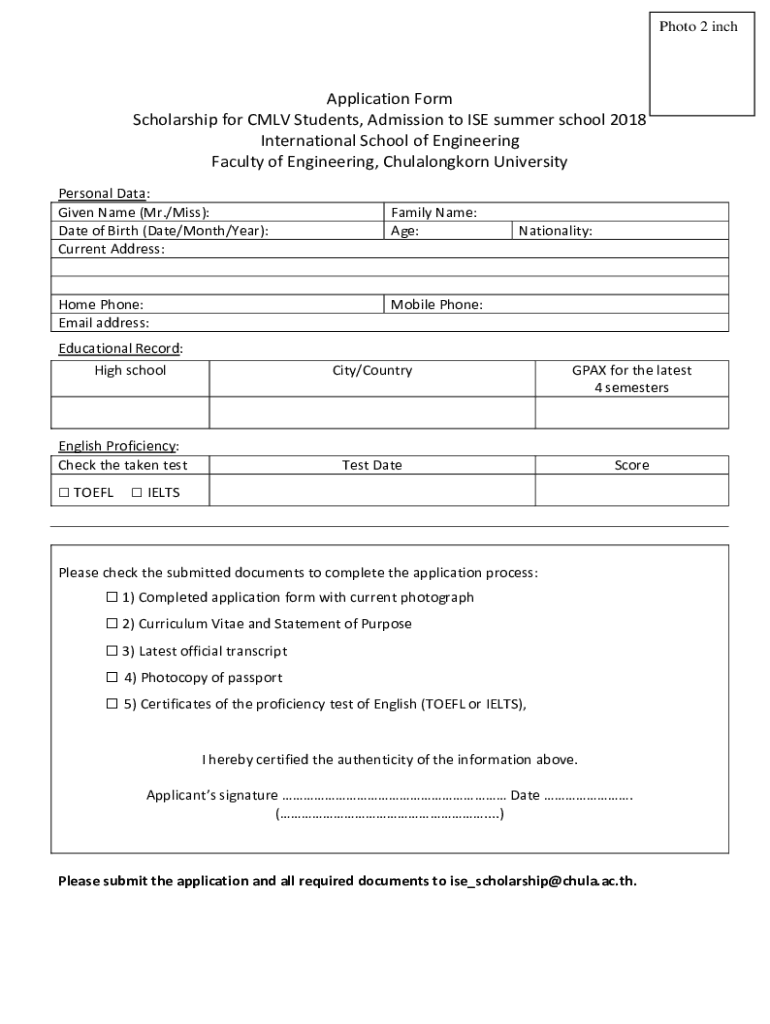 Fillable Online Application Form ISE Scholarship for Foreign Students of ... Fax Email Print ...