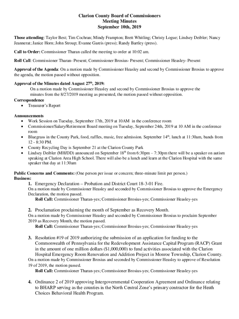 Fillable Online Those attending: Taylor Best; Tim Cochran; Mindy ...