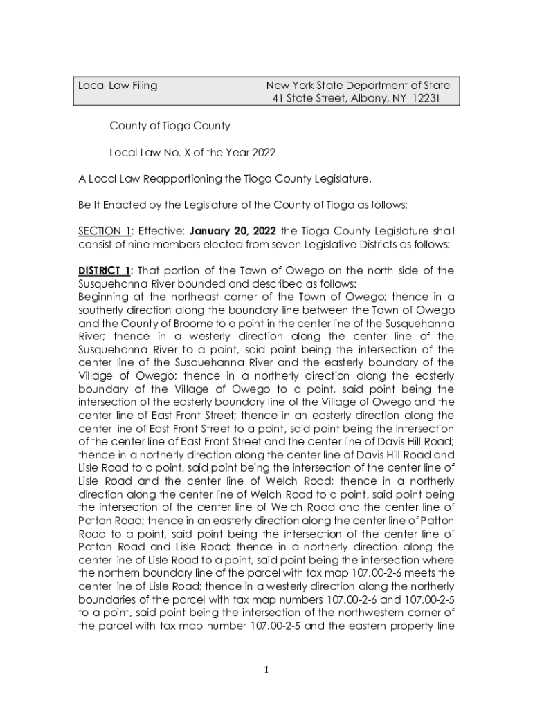 Fillable Online Local Law Filing New York State Department of ... Fax ...