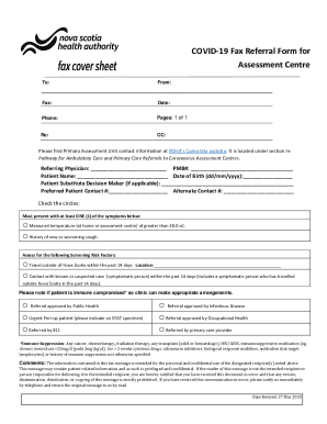Fillable Online COVID-19 Fax Referral Form for Assessment Centre Fax Email Print - pdfFiller