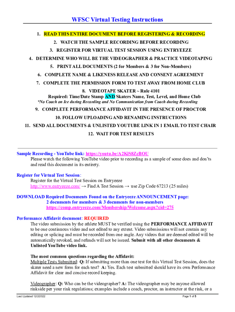 Fillable Online WFSC Virtual Testing Instructions Fax Email Print ...