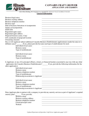 Fillable Online Craft Grower Application And Exhibits Form Fax Email ...