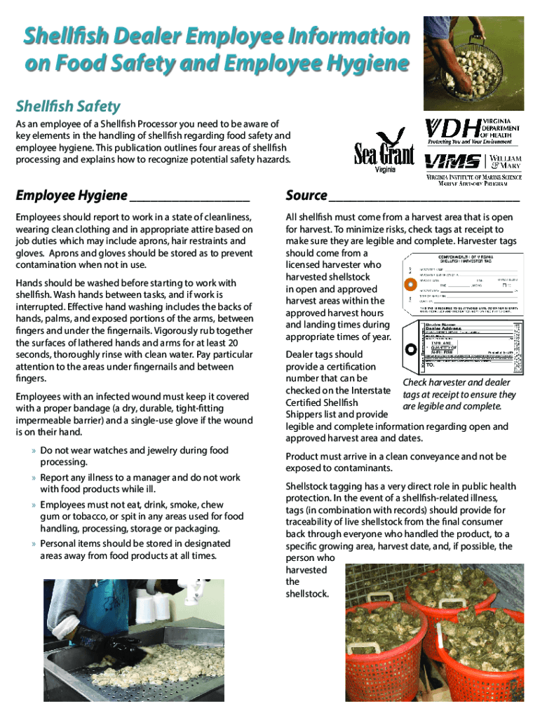 Fillable Online Shellfish Dealer Employee Information on Food Safety ...