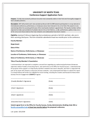 Fillable Online vpaa unt Conference Support Application Form Fax Email ...