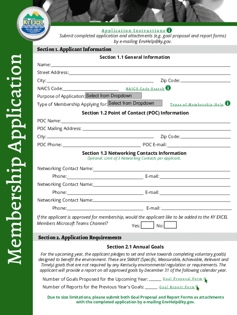 Fillable Online eec ky KY EXCEL Membership Application Fax Email Print ...