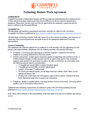 Fillable Online Technology Remote Work Agreement Fax Email Print ...