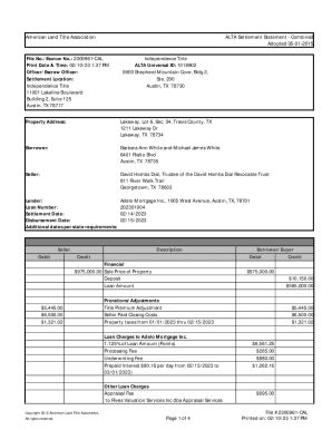 Fillable Online What is an ALTA Settlement Statement and how to read ...