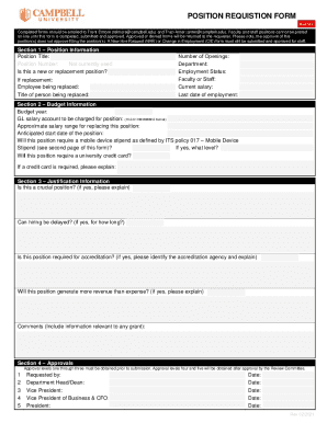Fillable Online POSITION REQUISTION FORM Fax Email Print - pdfFiller
